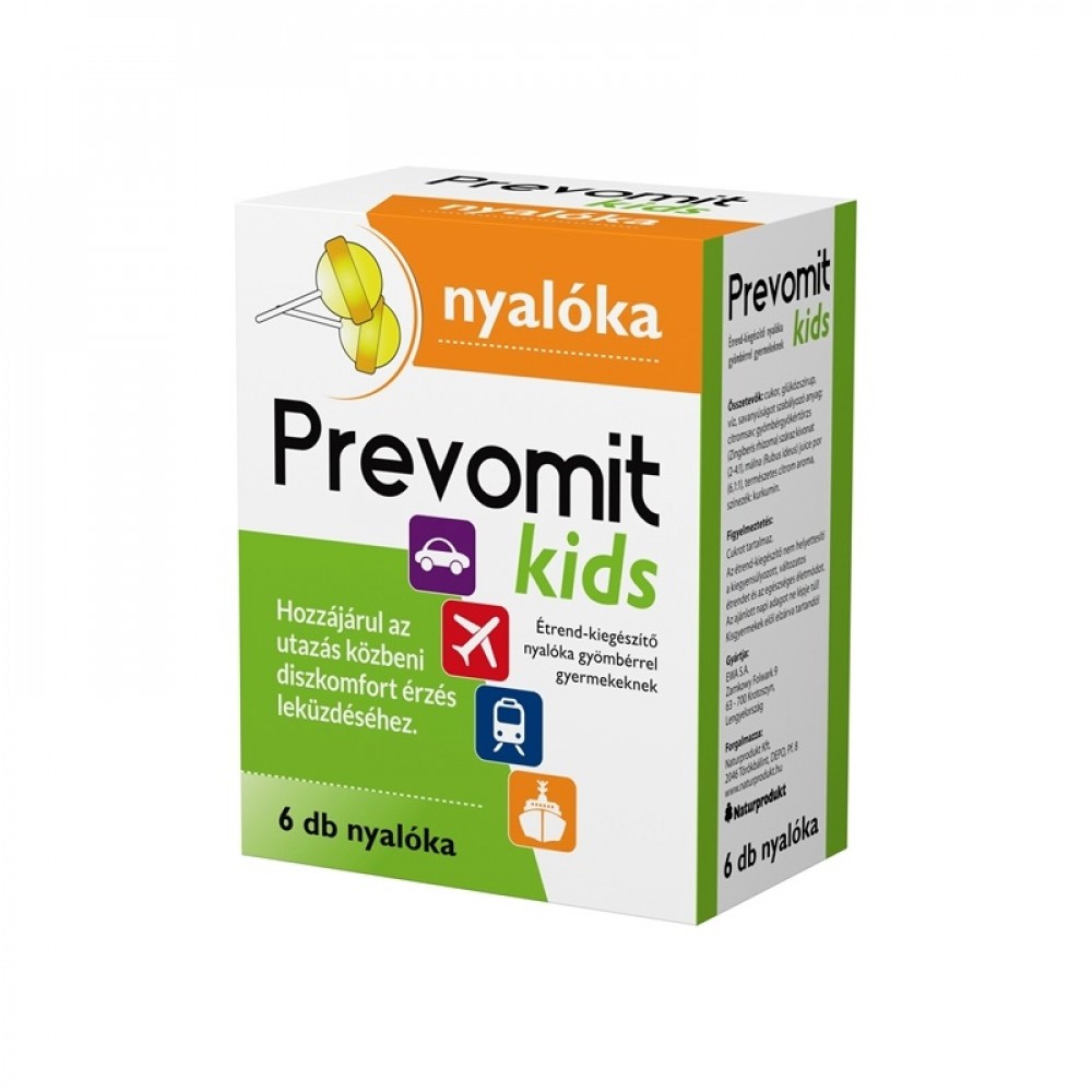 PREVOMIT KIDS ÉTREND-KIEGÉSZÍTŐ NYALÓKA GYÖMBÉRREL GYERMEKEKNEK - 6X ...
